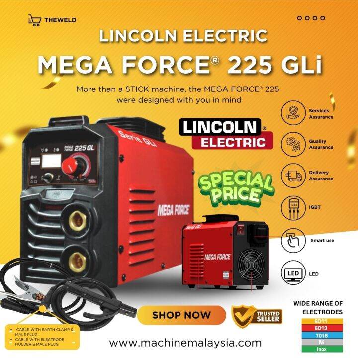 Lincoln Electric Mega Force 225 GLi 4.7 KG Stick Welding Machine | Lazada