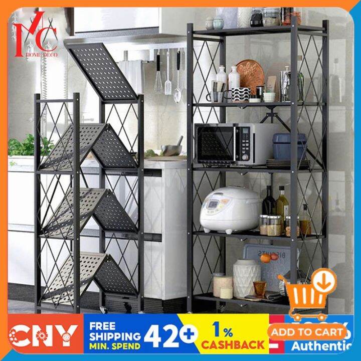 Original Goods 3-4-5 Layer Folding Kitchen Supplies Racks Installation ...