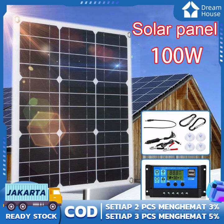 (Dikirim Dari Jakarta)100w solar panel sel surya panel surya pembangkit ...