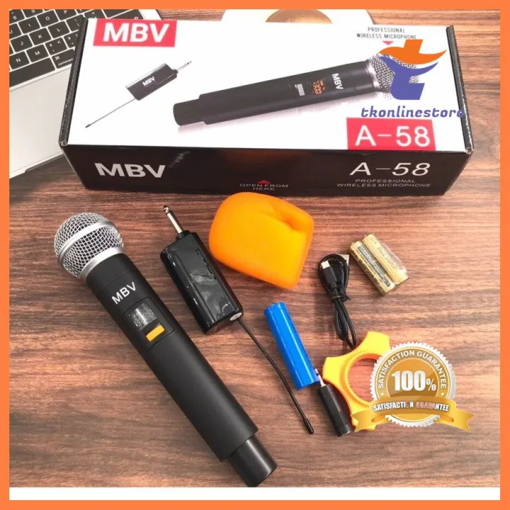จัดส่งฟรี ไมค์ลอยเดี่ยว MBV A-58 ไมโครโฟน ไร้สาย ไมค์ลอยพกพา เสียงดี WIRELESS MICROPHONE UHF จัด ...