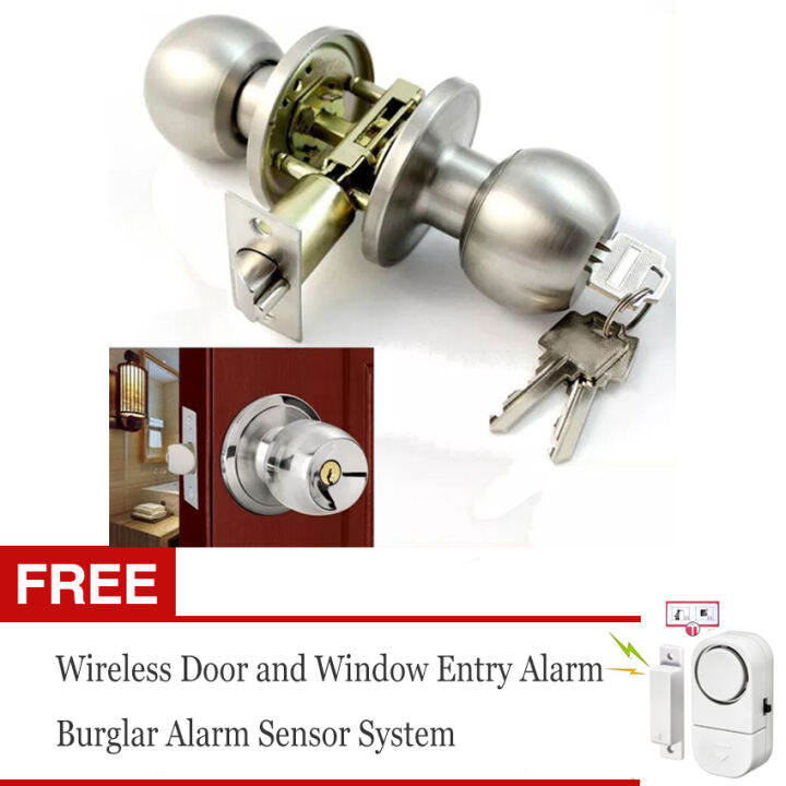 MYMYMY Entrance Lock Door Knob w/ FREE Wireless Door and Window Entry ...