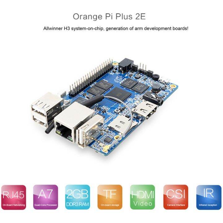 For Orange Pi Plus 2E Allwinner H3 ARM Cortex-A7 Quad-Core 2GB DDR3 Memory Gigabit Ethernet Port ...