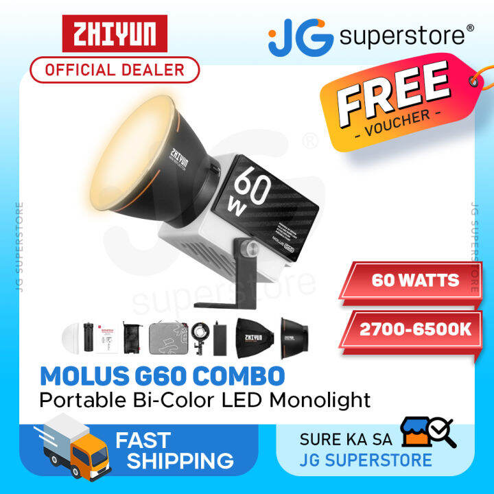 Zhiyun Molus G60 60W Portable Bi-Color LED Monolight Studio Light Kit ...
