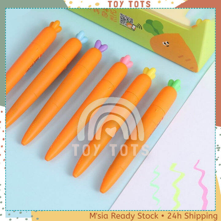 Kids Carrot Highlighter Pen Soft Silicone Cute Kindergarten School ...
