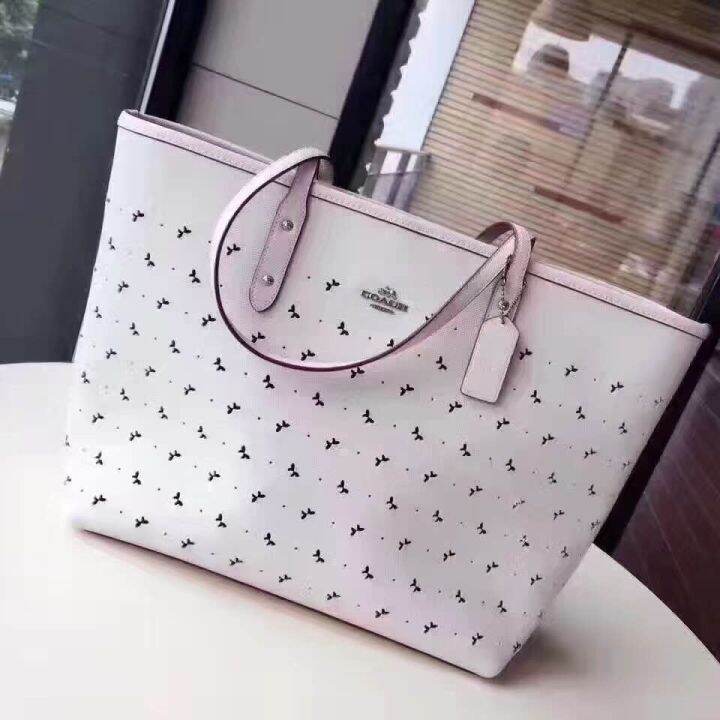 Coach F59345 City Crossgrain Leather Tote Bag - Chalk | Lazada PH