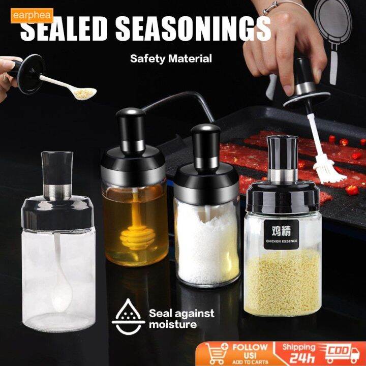 250ML Seasoning Container Bottle With Spoon Transparent Kitchen Gadget ...
