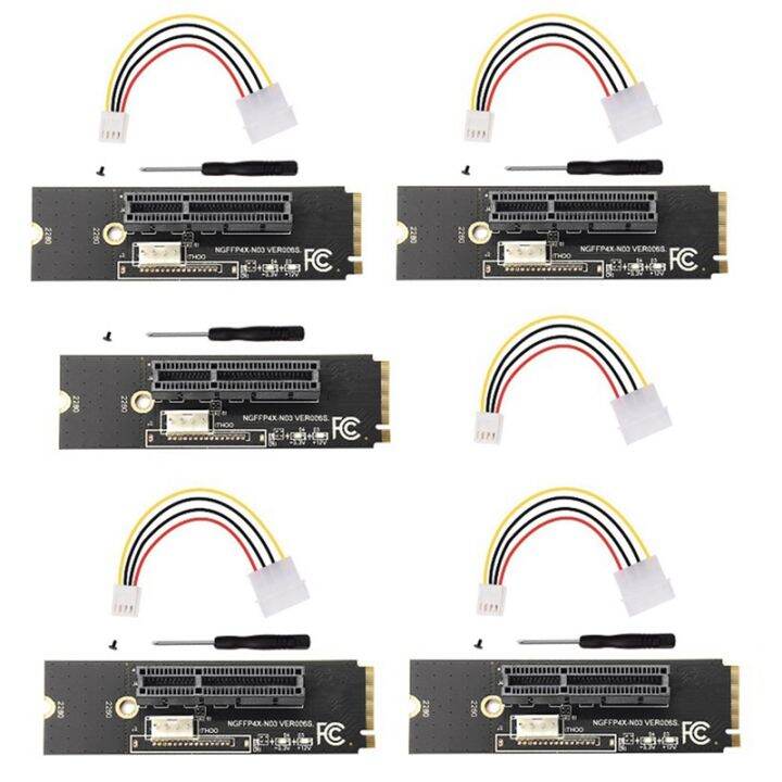 5 Set NGFF to PCI-E Riser Card M.2 SSD Port to PCIE X4 Expansion Card ...