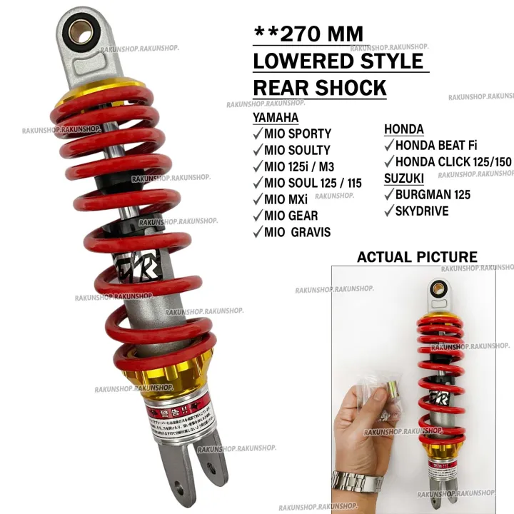 Rear Shock Absorber RED with Gold 270mm Lowered 1 PC Style Mio Click ...