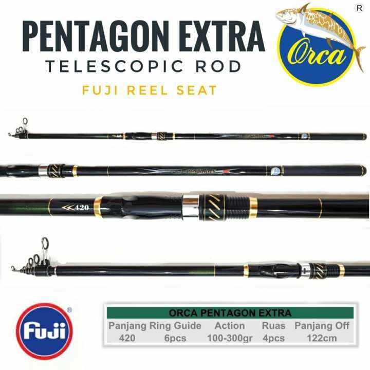 Joran Pancing Orca Pentagon 390 dan 420 Cm Telescopic Rod Fuji dan Non Fuji | Lazada Indonesia
