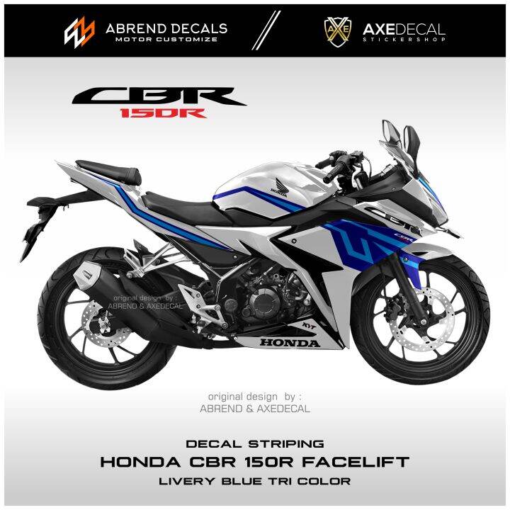 Striping CBR 150 R Facelift Livery Tri Color Blue / Stiker Motor Honda ...