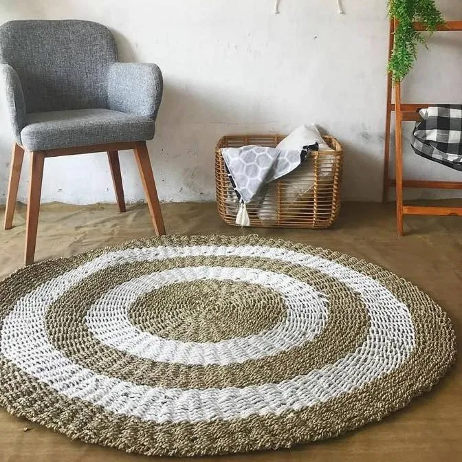Karpet Rotan bulat Carpet Anyaman rotan Alas Lantai Ruang Tamu ...