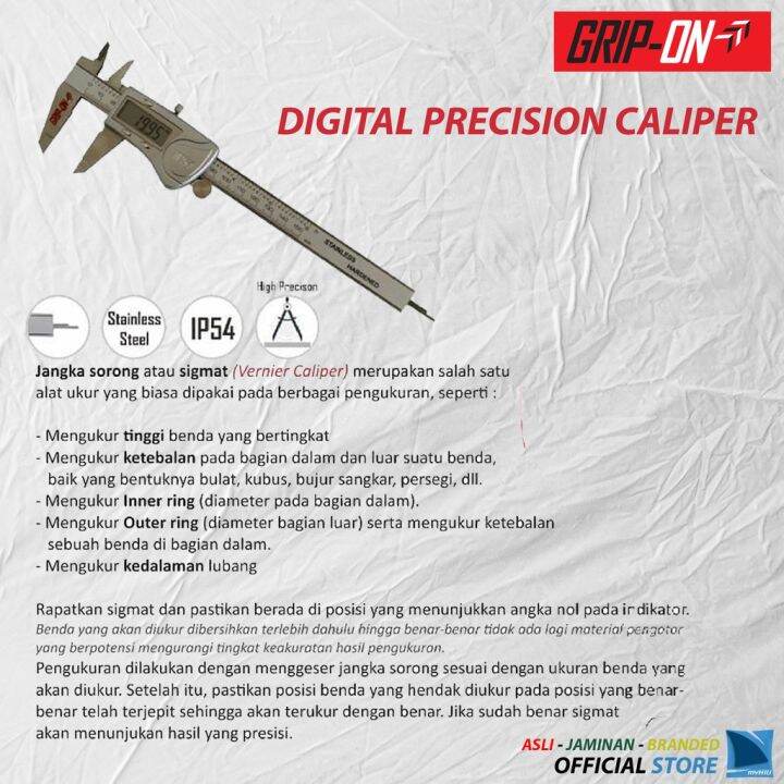 Kaliper Sikmat Presisi Digital - Precision Vernier Caliper GRIP-ON ...