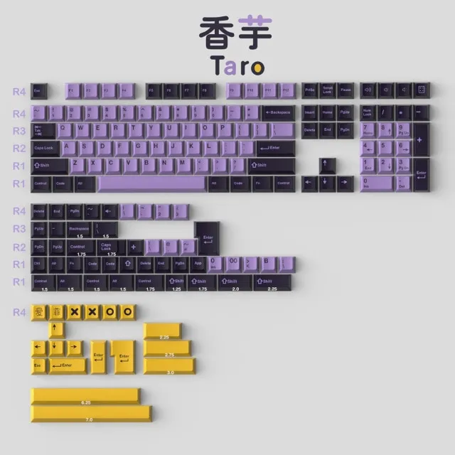 173 Keys DOUBLE SHOT GMK DMG/Black Lotus/Taro Cherry Profile Keycap For ...