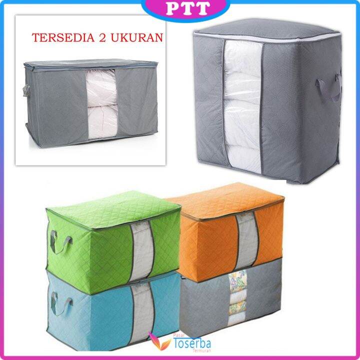 PTT Tempat Penyimpanan Bed Cover Bamboo Storage Box Organizer Bag Kotak ...