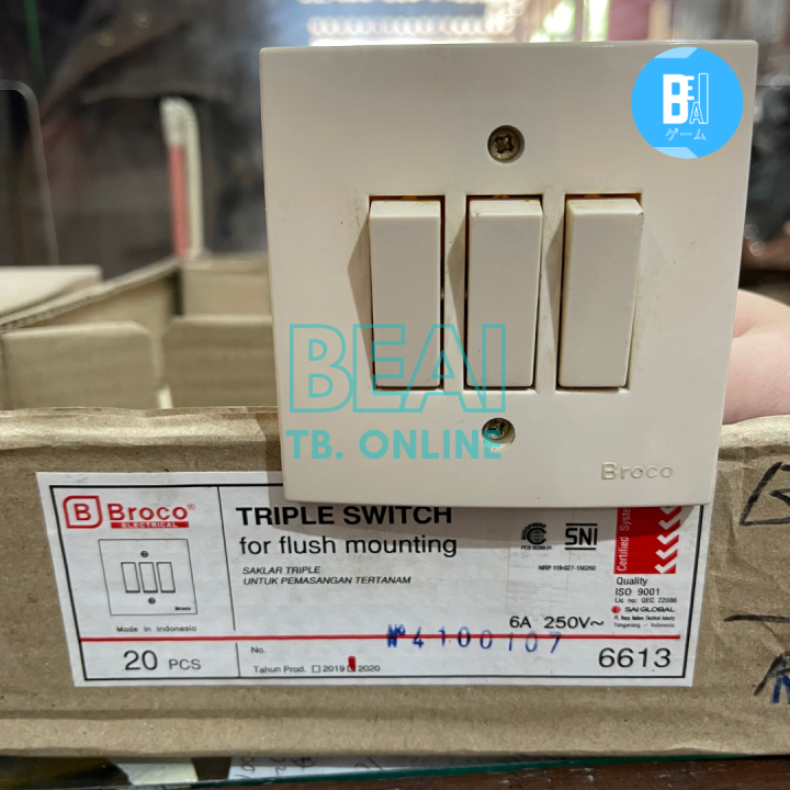 Saklar Triple switch IB (tanam) 3G New Gee Broco 6613 | Lazada Indonesia