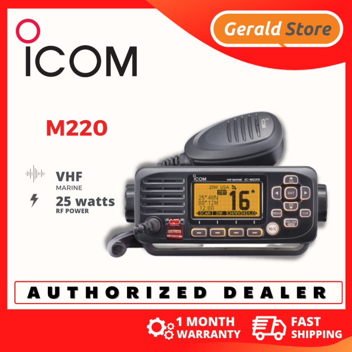 ICOM M220 VHF Marine Transceiver 25 Watts IPX7 Submersible Marine Radio ...