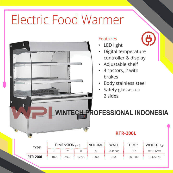 Getra RTR-200L Electric Food Warmer - Mesin Showcase Pemajang ...