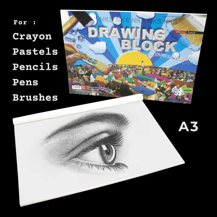 UNI A3 DRAWING BLOCK - 165G 20'S -S-1652 | Lazada