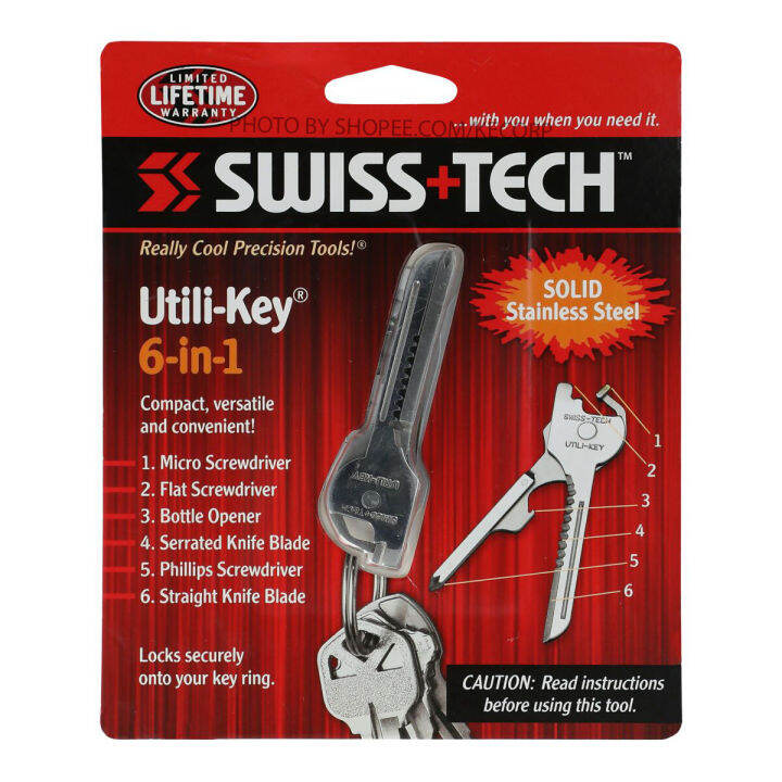 Swiss Tech Solid Stainless Utili-Key 6 in 1 High Quality Personal Tool ...