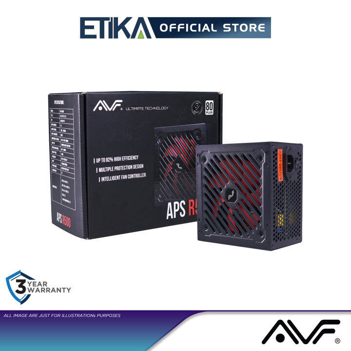 AVF APS-R500 | 120mm Silent Power Supply PSU (500W, 80 Plus White, 3 ...