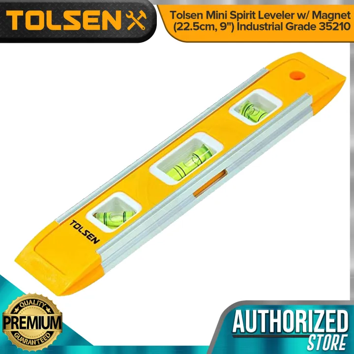 Tolsen Mini Spirit Leveler w/ Magnet (22.5cm, 9") Industrial Grade ...