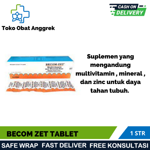 BECOM ZET STRIP 10 TABLET / MULTIVITAMIN DAN MINERAL / DAYA TAHAN TUBU ...