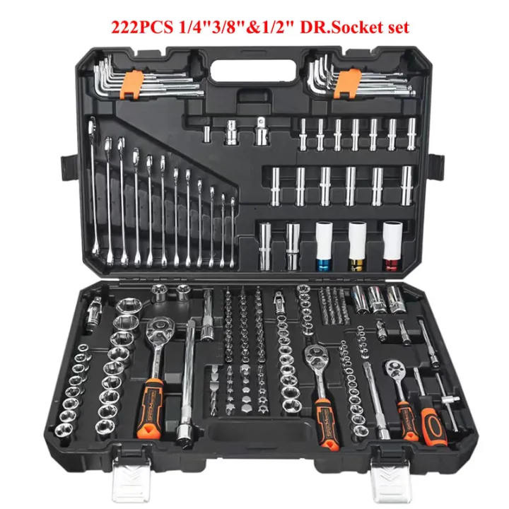 King Queen Professional Auto Repairing Tools Set 1/4" & 1/2" Dr. Socket ...