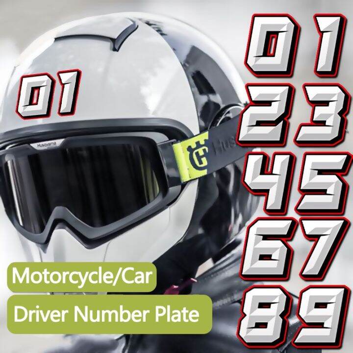 Number Reflective Sticker #46 #93 R Racing Track No. Motorcycle Bike ...