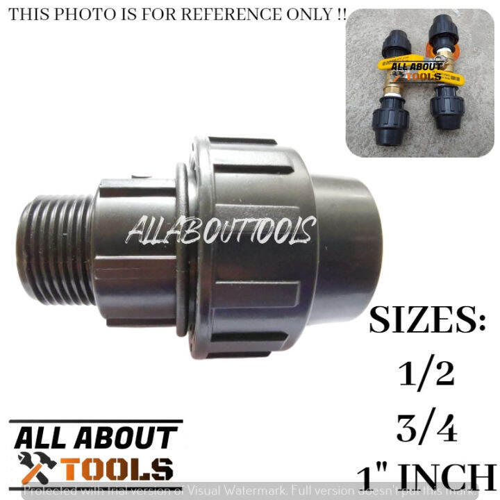 (AAT) 1 PC PE Male Adaptor PE Black Connector (1/2", 3/4" & 1") PE Quick Connect Pipeline ...