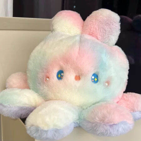 （HOT)Kawaii Reversible Octopus Rabbit Plush Toys Double-Sided Octopus ...