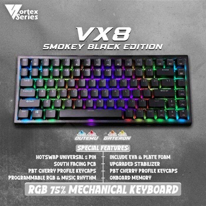 Vortex Series VX8 Smokey RGB Hotswap - Mechanical Gaming Keyboard ...