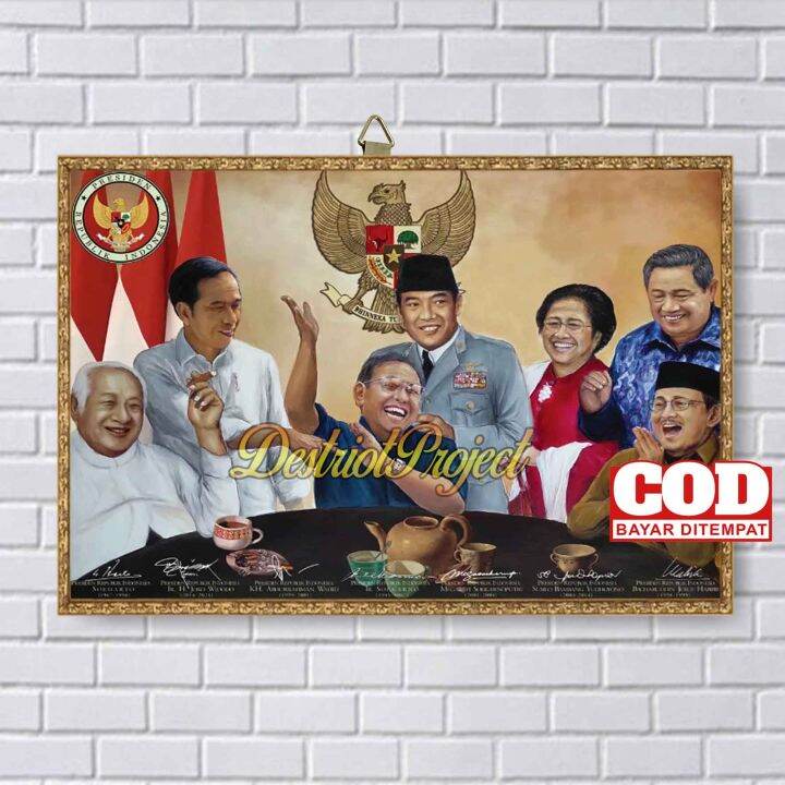 POSTER KAYU TUJUH PRESIDEN / FOTO BINGKAI LINTAS SEJARAH NKRI / POSTER ...