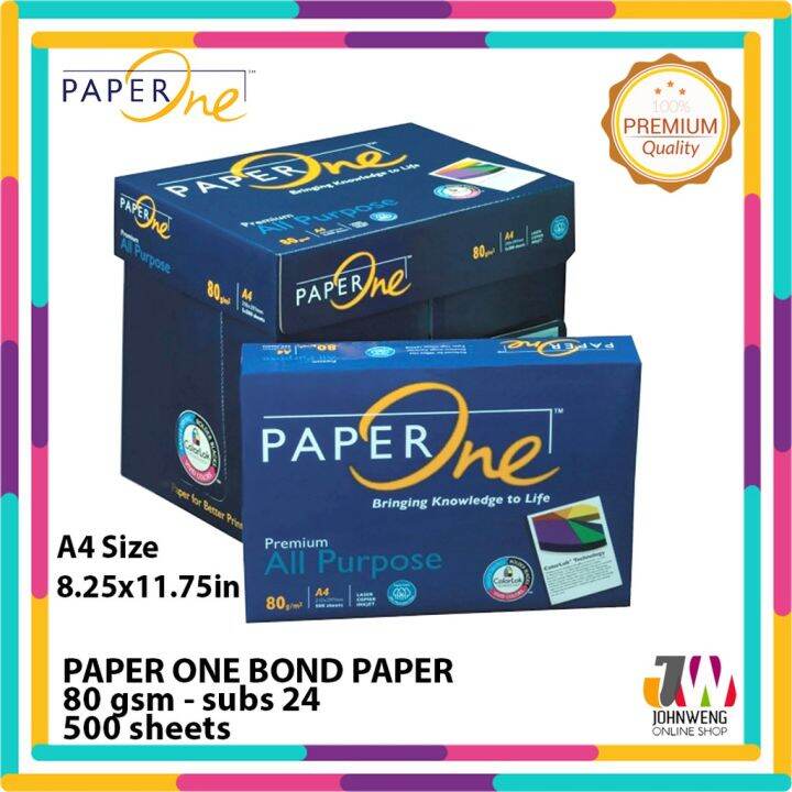 Paper One Bond Paper 1Ream 80 gsm subs 24 500 sheets (Short,A4,Long ...