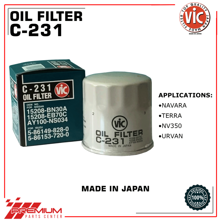 VIC C-231 Oil Filter for Nissan Navara, Nissan NP300, Nissan NV350 Urvan | Lazada PH