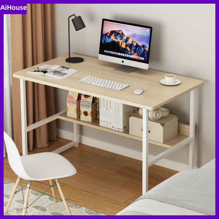 120CM Meja Student study Desk Computer Table modern writing living room furniture Double Layer ...