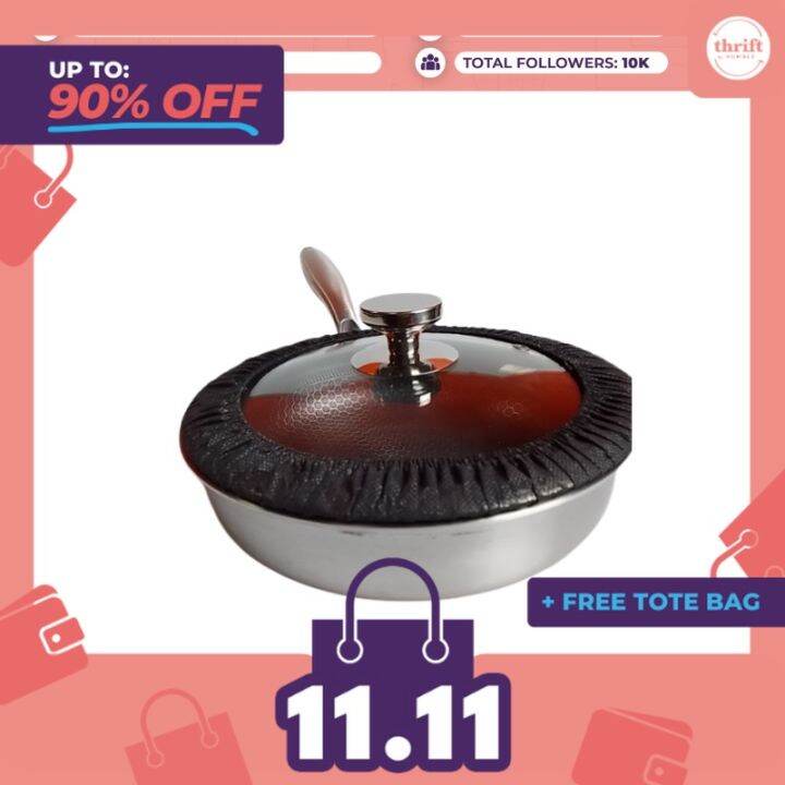 Humble Pepper Basics 3-Ply Stainless Steel Frying Pan With Glass Cover ...