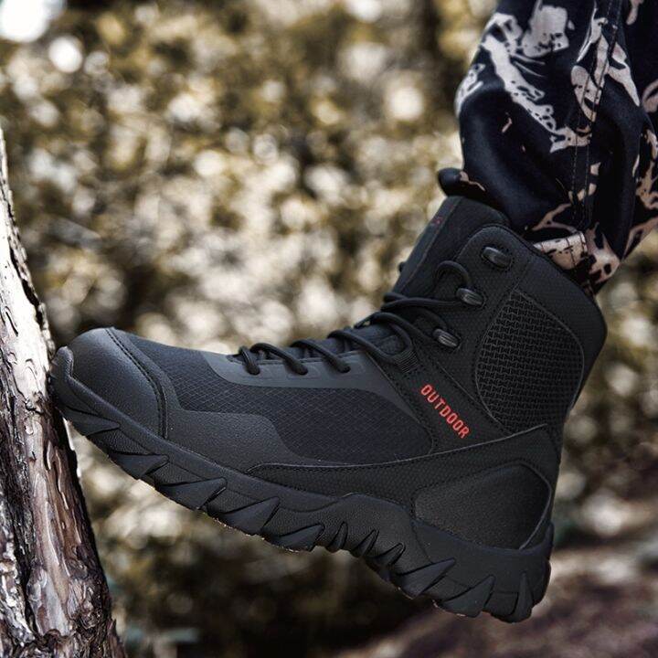 large size combat boots wanita hiking shoes outdoor field training army ...