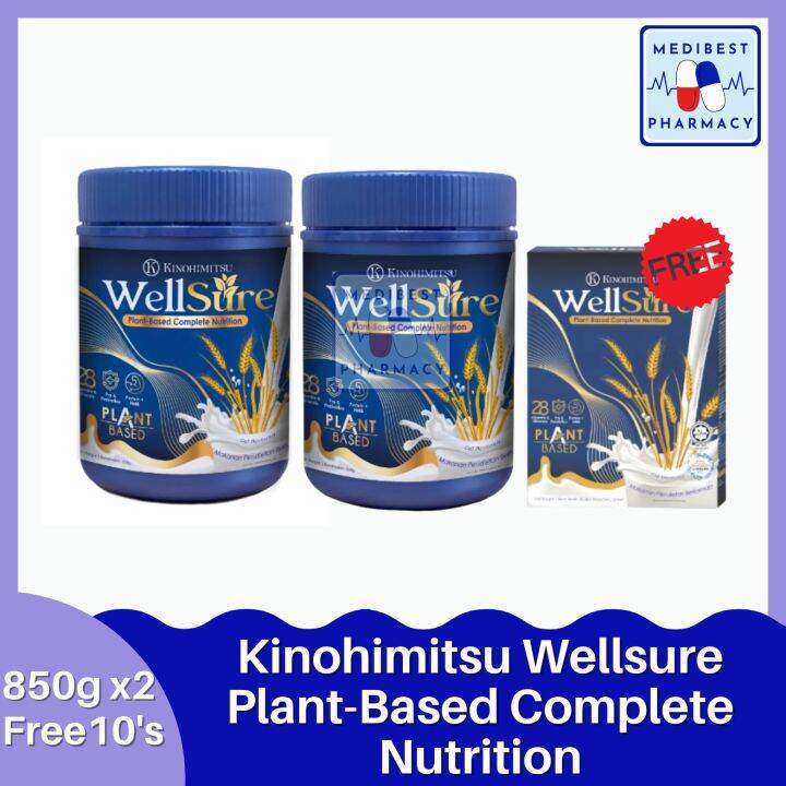 Kinohimitsu Wellsure Plant-Based Complete Nutrition - 850G x 2 FOC 10's | Lazada