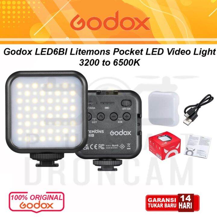Godox LED6BI Litemons Pocket LED Video Light 3200 to 6500K Original ...