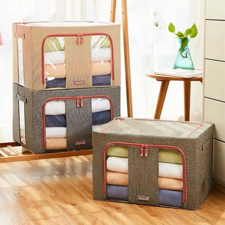 Steel storage box cotton linen fabric toys clothes sorting box moisture ...