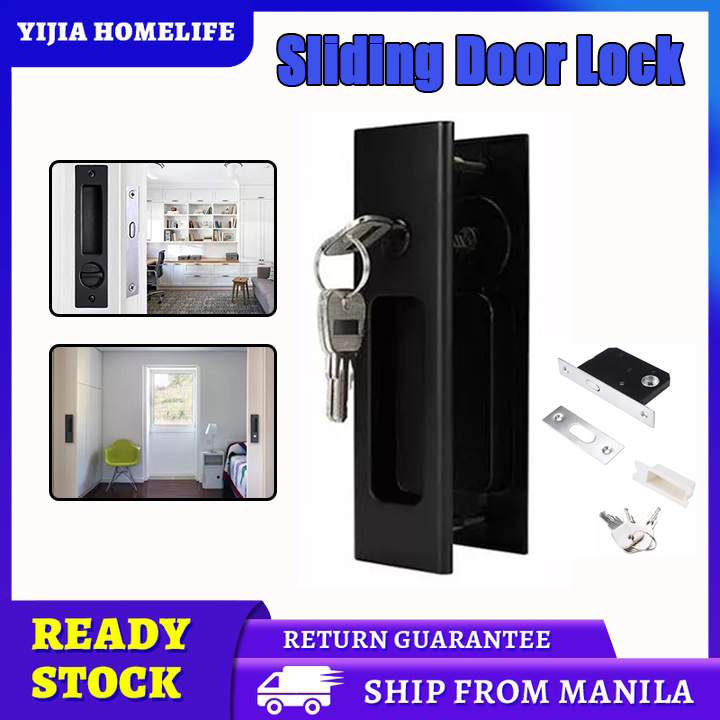 【Ready Stock】 (Black) Sliding Door Lock With Key Sliding Door Lock With ...