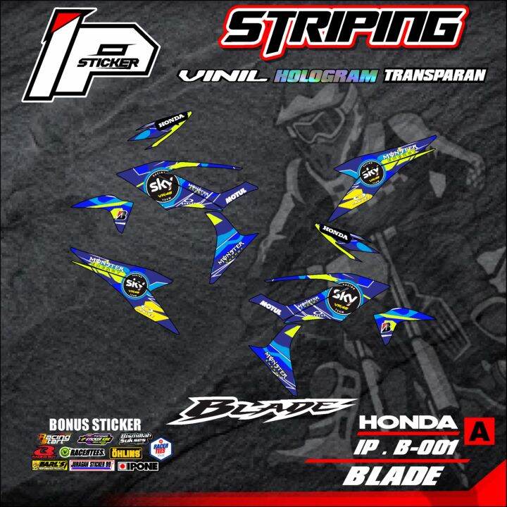 (cod) sticker motor BLADE- sticker striping variasi list honda BLADE IP ...