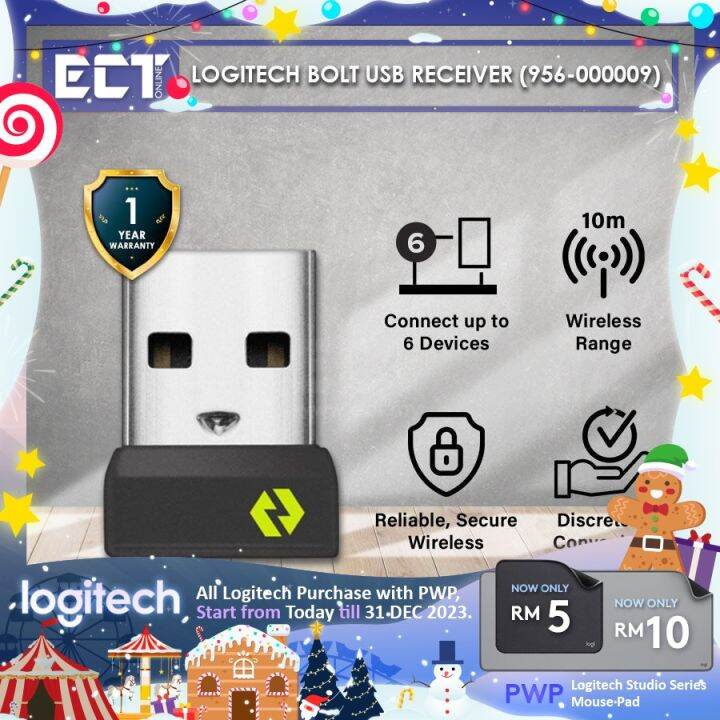 Logitech Bolt USB Receiver Connect up to 6 Logi Bolt Wireless Keyboard ...