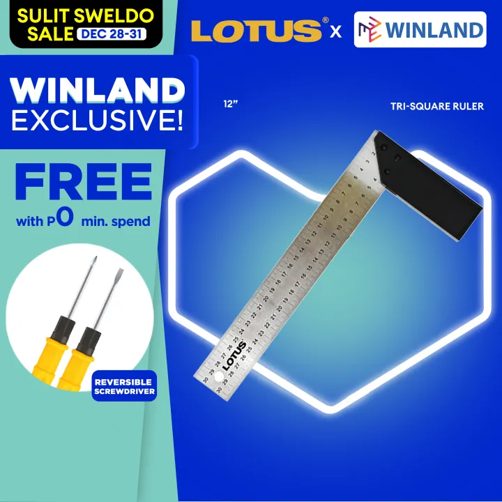 LOTUS Original 12inches Aluminum Tri-Square Ruler LTHT300STX *Winland ...