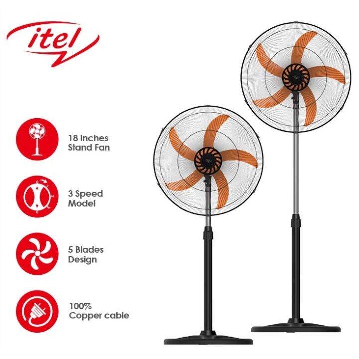 itel electric cooling stand fan 18inch stand fan with 5 blades 3-speed ...