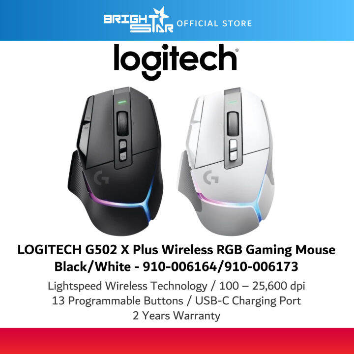 LOGITECH G502 X Plus Wireless Gaming Mouse - Black/White - 910-006164/ ...