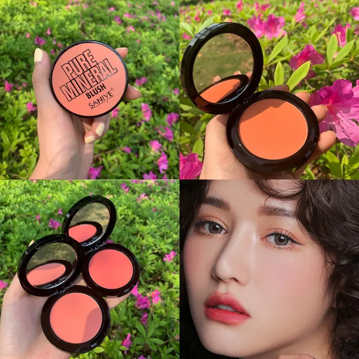SANIYE 4 Colors 3D Face Blusher Powder Palette With Mirror Mineral ...