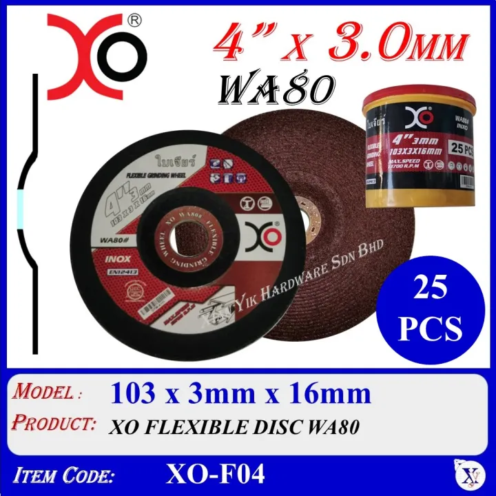 XO-F04 [ PRICE PER 25pcs] FBD- XO FLEXIBLE DISC WA80 ~ 4" 103 x 3mm x 16mm FBD-XO (THAILAND ...