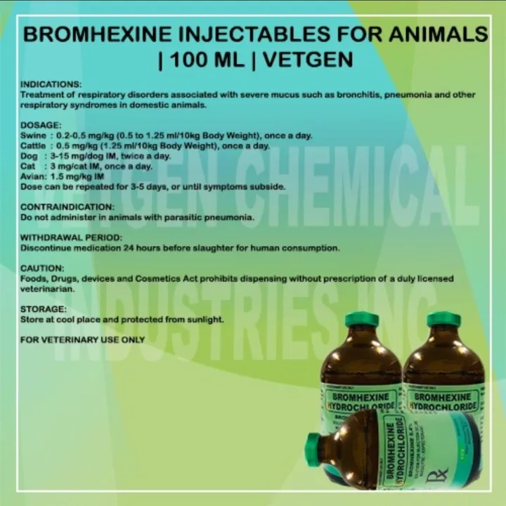 BROMHEXINE 100ML FOR ANIMALS *VETGEN STORE ONLY * | Lazada PH