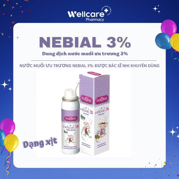 BÌnh xịt Nebial 3% Spray [Chính hãng] - nước muối ưu trương, rửa mũi an ...